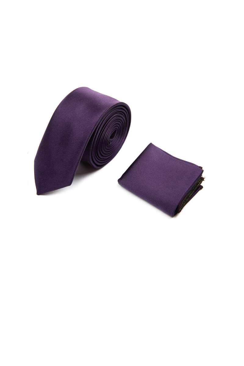 Kırmızı İkili Saten Kravat Mendil Set | Hatem Saykı 26182022C001