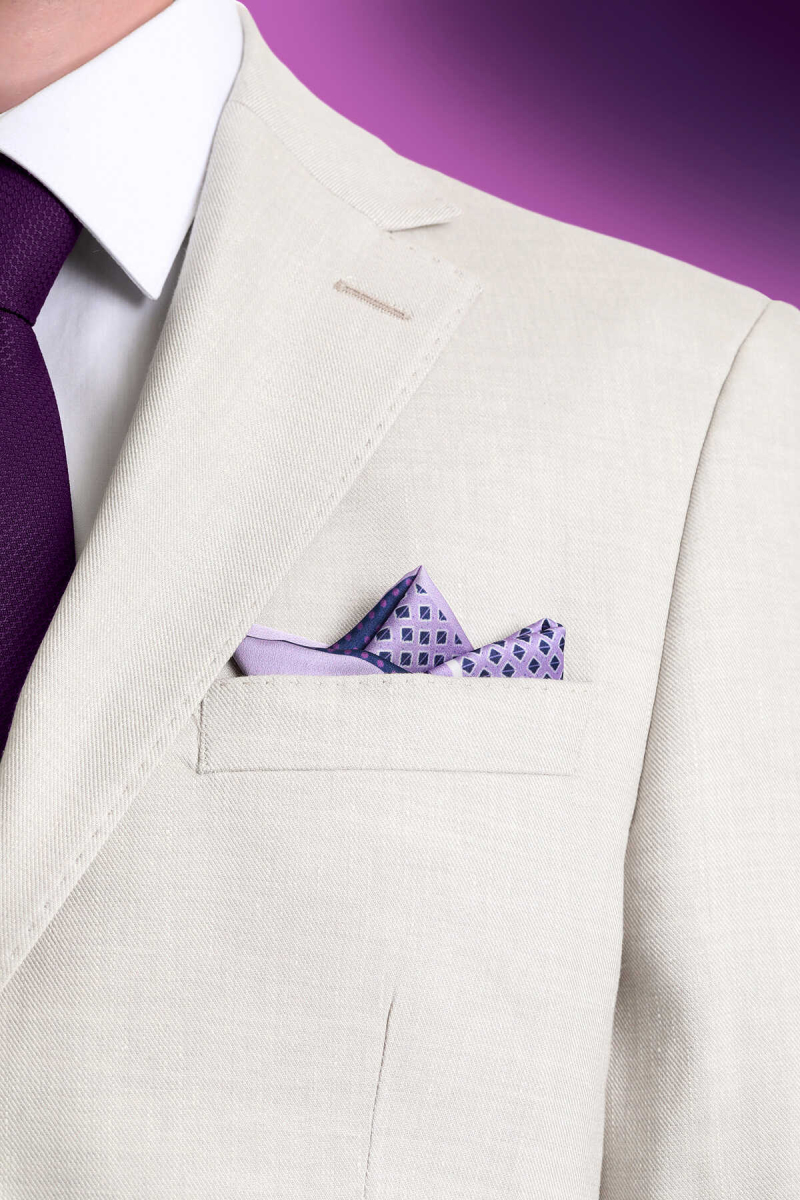 Mor Desenli Klasik Saten Cep Mendili | Hatem Saykı 26201024C001