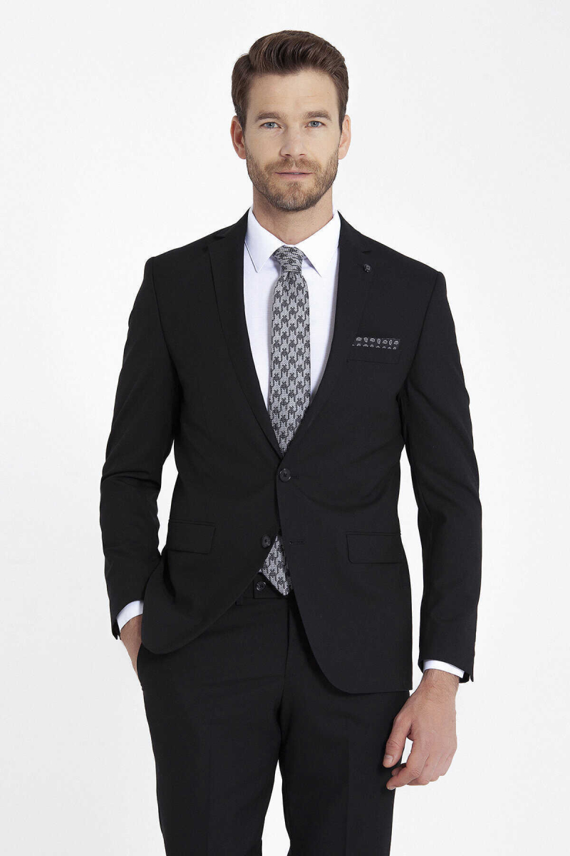 Hatemoğlu - Siyah Slim Fit Takım Elbise