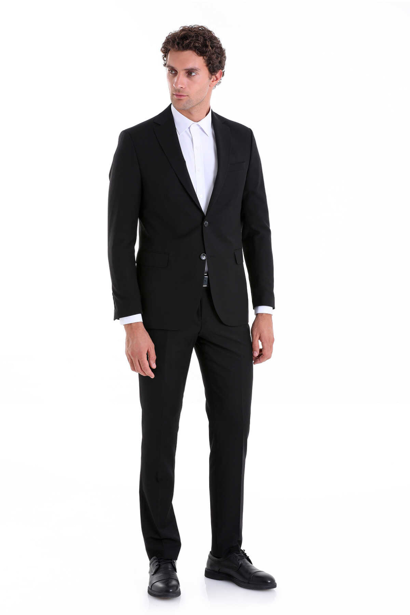 Siyah Comfort Fit Mono Yaka Klasik Takım Elbise | Hatemoğlu 33202024T017