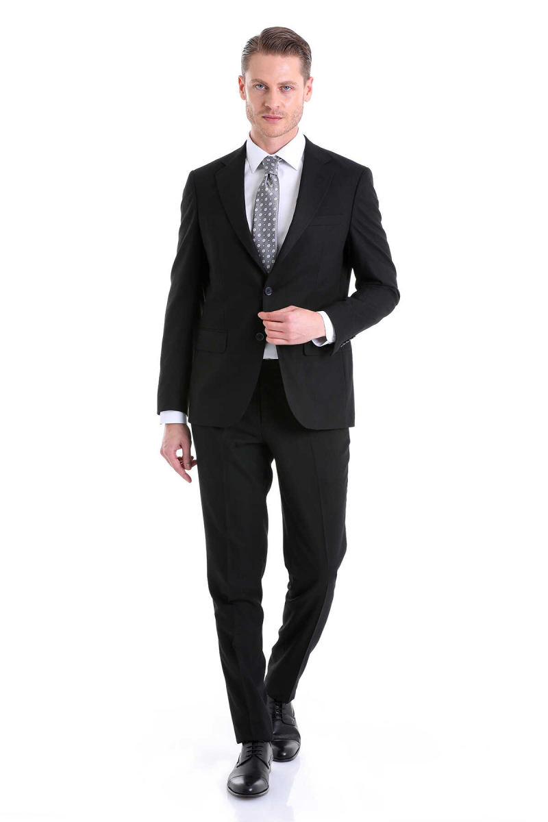 Siyah Slim Fit Mono Yaka Klasik Takım Elbise | Hatemoğlu 33202022A024
