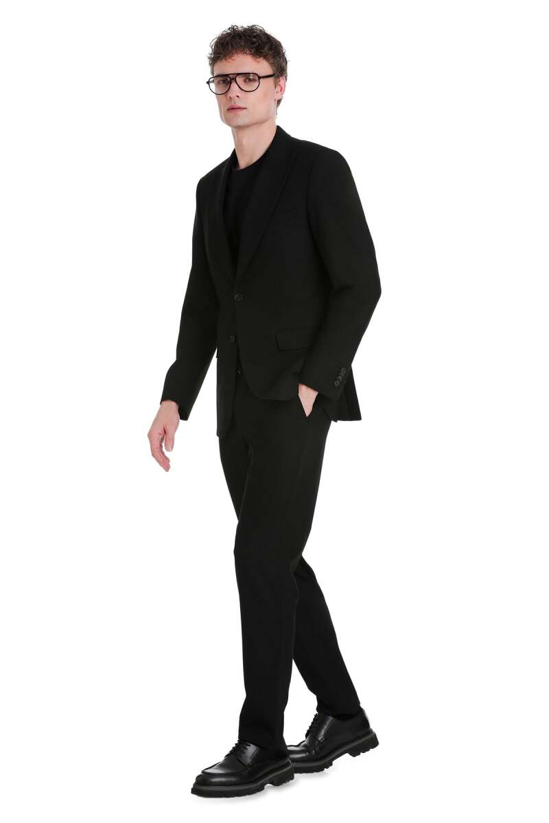 Siyah Slim Fit Sivri Yaka Klasik Takım Elbise | Hatemoğlu 33181025A007